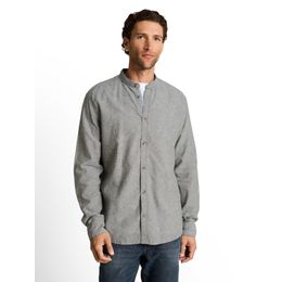 Langarmhemd Tom Tailor, Herren, Gr. L, N-Gr, faded leaf gr&uuml;n chambray, Web, Obermaterial: 55% Leinen, 45% Baumwolle, unifarben, regular fit normal, ohne Ausschnitt, Manschette, Hemden, mit Knopfleiste