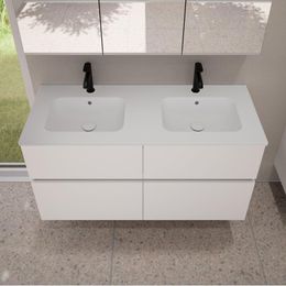 evineo ineo5 evo Unterschrank B: 120 cm mit 4 Ausz&uuml;gen, Slim-Doppelwaschtisch wei&szlig; matt,, BE0837WM+BE0960WM,