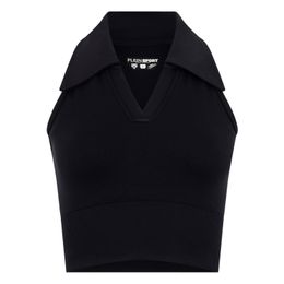 Poloshirt Plein Sport "Polo Neck Cropped Top PS", Jungen, Gr. L, 02, schwarz, Obermaterial: 87% Nylon, 13% Elasthan, Shirts