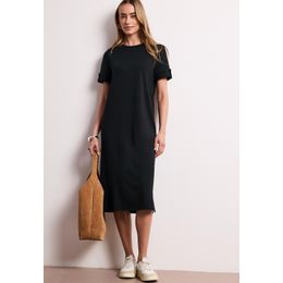 Jerseykleid Street One, Damen, Gr. 36, EURO-Gr&ouml;&szlig;en, deep bound gr&uuml;n, Jersey, 70% Polyester, 25% Viskose, 5% Elasthan, unifarben, normal wadenlang, Rundhals, B&uuml;ndchen, Kleider Jerseykleid, mit Rundhalsausschnitt