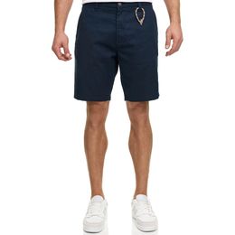Chinoshorts INDICODE "INMethio Shorts", Herren, Gr. L, N-Gr, sky captain, Web, Obermaterial: 86% Baumwolle, 14% Leinen, unifarben, regular fit kn&ouml;chellang, Hosen Chinoshorts