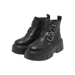 Stiefel Buffalo "Buffalo ZESPHER BIKER BUCKLE - VEGAN NAPPA", Damen, Gr. 37, schwarz, Polyurethan, unifarben, Schuhe Stiefel