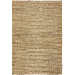 Teppich FLAIR RUGS "Drew Stripe, mit Flechtmuster", beige (natur), B:60cm H:3mm L:230cm, Baumwolle, Jute, Teppiche, Teppich, geflochtener Jute-Teppich mit Streifen- und Fischgr&auml;tmuster