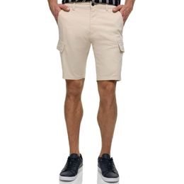 Cargoshorts INDICODE "INSpring Cargo Shorts", Herren, Gr. XXL, N-Gr, fog, Web, Obermaterial: 98% Baumwolle, 2% Elasthan, unifarben, regular fit knielang, Hosen