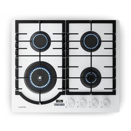 Klarstein Ignito Gaskochfeld 8 kW Gusseisenst&uuml;tzen Timer Temperaturregelung Wei&szlig; 60 cm