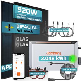 SUNNIVA&reg; Set-Wahl Balkonkraftwerk mit Speicher Jackery HomePower 2000 Ultra, BIFAZIAL FULLBLACK komplett Steckdose, PV Solaranlage Komplettset mit Solarspeicher, N-Type Glas-BIFAZIAL