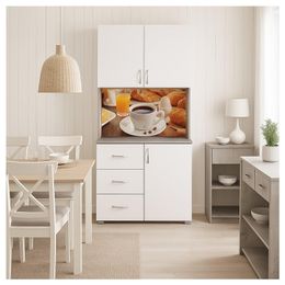 HTI-Living K&uuml;chenschrank Wei&szlig;/Beton Blanca Bistro
