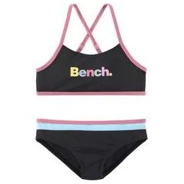 Bustier-Bikini Bench., M&auml;dchen, Gr. 170/176, N-Gr, schwarz, Polyamid, unifarben mit Farbeins&auml;tzen, Basic, Bikini-Sets, mit bunten Details