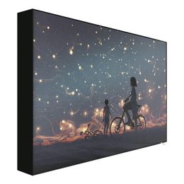 Bilderwelten Akustik-Wechselbild Anime Zeichnung Lichter auf dem Fahrrad