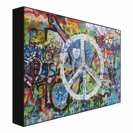 Bilderwelten Akustik-Wechselbild Graffiti Wall Peace Sign
