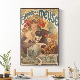Akustik-Wechselbild Alfons Mucha - Plakat f&uuml;r La Meuse Bier