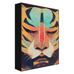 Bilderwelten Akustik-Wechselbild Bunte Tiger Illustration