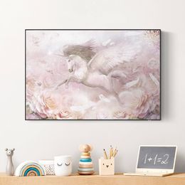 Akustik-Wechselbild Pegasus Einhorn mit Rosen