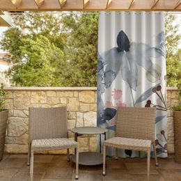 Outdoor Vorhang nach Ma&szlig; blickdicht - Wildblumen Aquarell II - petrol Blumen Landhaus Aquarell Pflanzen Balkon Pergola