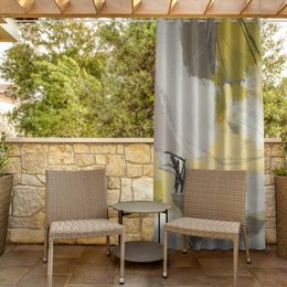 Outdoor Vorhang nach Ma&szlig; blickdicht - Zitronen im Nebel I - grau originell Abstrakt mit &Ouml;sen wetterfest Balkon Pergola
