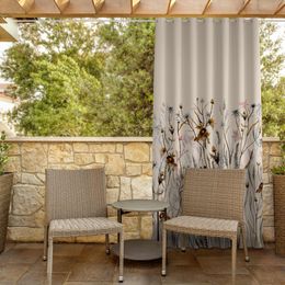 Bilderwelten Outdoor Vorhang nach Ma&szlig; blickdicht beige Blumen Vintage mit &Ouml;sen - Wilde Trockenblumenwiese - Blumenwiese Balkon Pergola