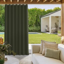 Outdoor Vorhang nach Ma&szlig; blickdicht - Zippy Zuchini - gr&uuml;n Sonnenschutz Unifarben mit &Ouml;sen wetterfest Balkon Pergola