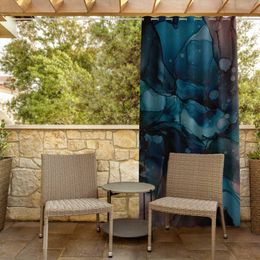Outdoor Vorhang nach Ma&szlig; blickdicht - Unterwasser in Petrol und Rot mit Gold - petrol originell Abstrakt Aquarell wetterfest Balkon Pergola