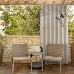 Outdoor Vorhang nach Ma&szlig; blickdicht - Stumm - beige originell Abstrakt mit &Ouml;sen wetterfest Balkon Pergola
