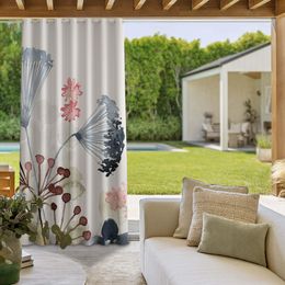 Bilderwelten Outdoor Vorhang nach Ma&szlig; blickdicht weiss Blumen Landhaus Aquarell - Wildblumen Aquarell I - wetterfest Balkon Pergola