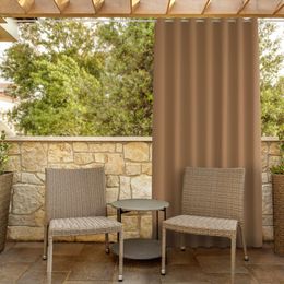 Outdoor Vorhang nach Ma&szlig; blickdicht - Terracotta Taupe - braun Sonnenschutz Unifarben mit &Ouml;sen wetterfest Balkon Pergola