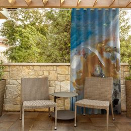 Outdoor Vorhang nach Ma&szlig; blickdicht - Wechselspiel Abstrakt II - blau originell Abstrakt mit &Ouml;sen wetterfest Balkon Pergola