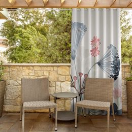 Outdoor Vorhang nach Ma&szlig; blickdicht - Wildblumen Aquarell I - weiss Blumen Landhaus Aquarell wetterfest Balkon Pergola