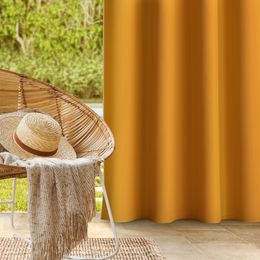 Bilderwelten Outdoor Vorhang nach Ma&szlig; blickdicht gelb Sonnenschutz Unifarben mit &Ouml;sen - Warmes Gelb - wetterfest Balkon Pergola