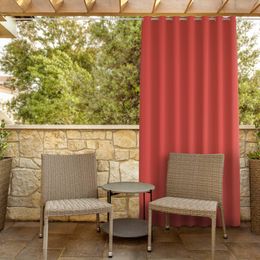 Outdoor Vorhang nach Ma&szlig; blickdicht - Vermillion - rot Sonnenschutz Unifarben mit &Ouml;sen wetterfest Balkon Pergola