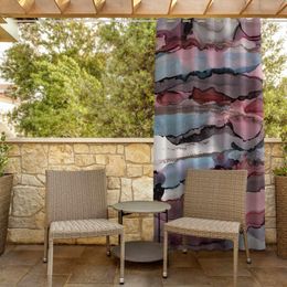 Outdoor Vorhang nach Ma&szlig; blickdicht - Wellenreiten in Violett mit Ros&eacute;gold - pink originell Abstrakt Aquarell wetterfest Balkon Pergola