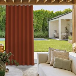 Outdoor Vorhang nach Ma&szlig; blickdicht - Terracotta - rot Sonnenschutz Unifarben mit &Ouml;sen wetterfest Balkon Pergola