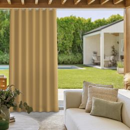 Outdoor Vorhang nach Ma&szlig; blickdicht - Sunny Yellow - gelb Sonnenschutz Unifarben mit &Ouml;sen wetterfest Balkon Pergola