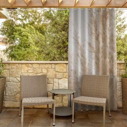 Outdoor Vorhang nach Ma&szlig; blickdicht - Zartes Pampasgras Close Up - beige Sonnenschutz Landhaus mit &Ouml;sen Gr&auml;ser Balkon Pergola