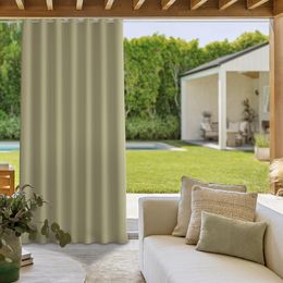 Outdoor Vorhang nach Ma&szlig; blickdicht - Warm Wasabi - gr&uuml;n Sonnenschutz Unifarben mit &Ouml;sen wetterfest Balkon Pergola
