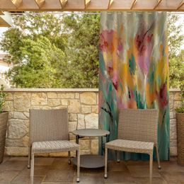 Outdoor Vorhang nach Ma&szlig; blickdicht - Sommer im Garten - gr&uuml;n originell Abstrakt mit &Ouml;sen wetterfest Balkon Pergola