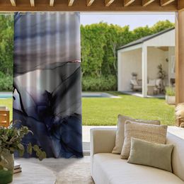 Outdoor Vorhang nach Ma&szlig; blickdicht - Violett im Fluss - violett originell Abstrakt Aquarell wetterfest Balkon Pergola