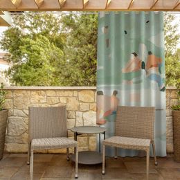 Outdoor Vorhang nach Ma&szlig; blickdicht - Sommer Konfetti I - t&uuml;rkis Strand Abstrakt mit &Ouml;sen Landschaft Balkon Pergola