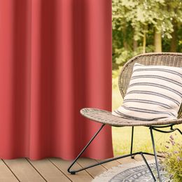 Bilderwelten Outdoor Vorhang nach Ma&szlig; blickdicht rot Sonnenschutz Unifarben mit &Ouml;sen - Vermillion - wetterfest Balkon Pergola