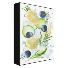 Bilderwelten Akustik-Wechselbild Blaubeeren Zitronen Eisw&uuml;rfel Splash