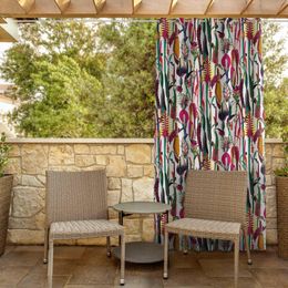 Outdoor Vorhang nach Ma&szlig; blickdicht - Tropisches Luxus Muster - bunt Sonnenschutz Tropisch mit &Ouml;sen wetterfest Balkon Pergola