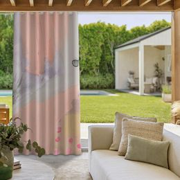 Outdoor Vorhang nach Ma&szlig; blickdicht - Verschwommener Tagesanbruch IV - rosa originell Abstrakt mit &Ouml;sen wetterfest Balkon Pergola