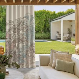 Outdoor Vorhang nach Ma&szlig; blickdicht - Tropenwald mit Palmen in Pastell - pastell Wald Tropisch mit &Ouml;sen Pflanzen Balkon Pergola