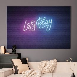 Akustikbild Neon Schrift Let's Play