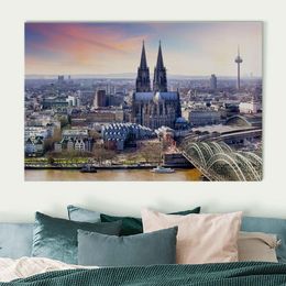 Bilderwelten Akustikbild Stadt bunt Motiv Schallschutzbild - K&ouml;ln Skyline mit Dom - K&ouml;ln Wohnzimmer Schlafzimmer