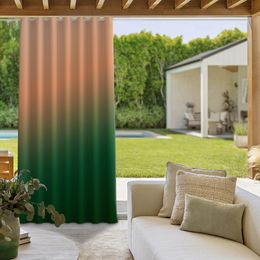 Bilderwelten Outdoor Vorhang nach Ma&szlig; blickdicht orange Sonnenschutz Abstrakt mit &Ouml;sen - Sonnenaufgang &uuml;ber Wald Farbverlauf - wetterfest Balkon Pergola