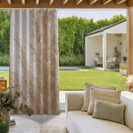 Bilderwelten Outdoor Vorhang nach Ma&szlig; blickdicht beige Sonnenschutz Landhaus mit &Ouml;sen - Zartes Pampasgras Close Up - Gr&auml;ser Balkon Pergola