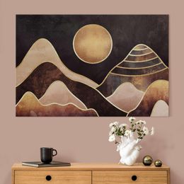 Akustikbild Goldene Sonne abstrakte Berge