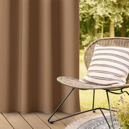 Bilderwelten Outdoor Vorhang nach Ma&szlig; blickdicht braun Sonnenschutz Unifarben mit &Ouml;sen - Terracotta Taupe - wetterfest Balkon Pergola