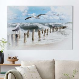 Bilderwelten Akustikbild Strand blau Motiv Schallschutzbild - No.YK3 Absolut Sylt - Landschaft Wohnzimmer Schlafzimmer
