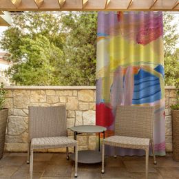 Outdoor Vorhang nach Ma&szlig; blickdicht - Abstrakte Pastellfarben - bunt originell Abstrakt mit &Ouml;sen wetterfest Balkon Pergola